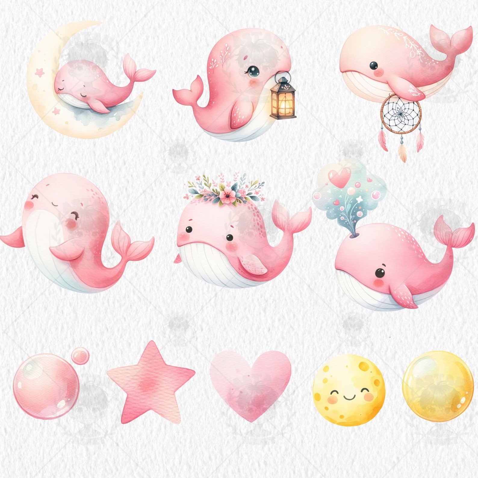 Pink Whale Baby Shower ,cute Whale ,watercolor Clipart ,undersea ...