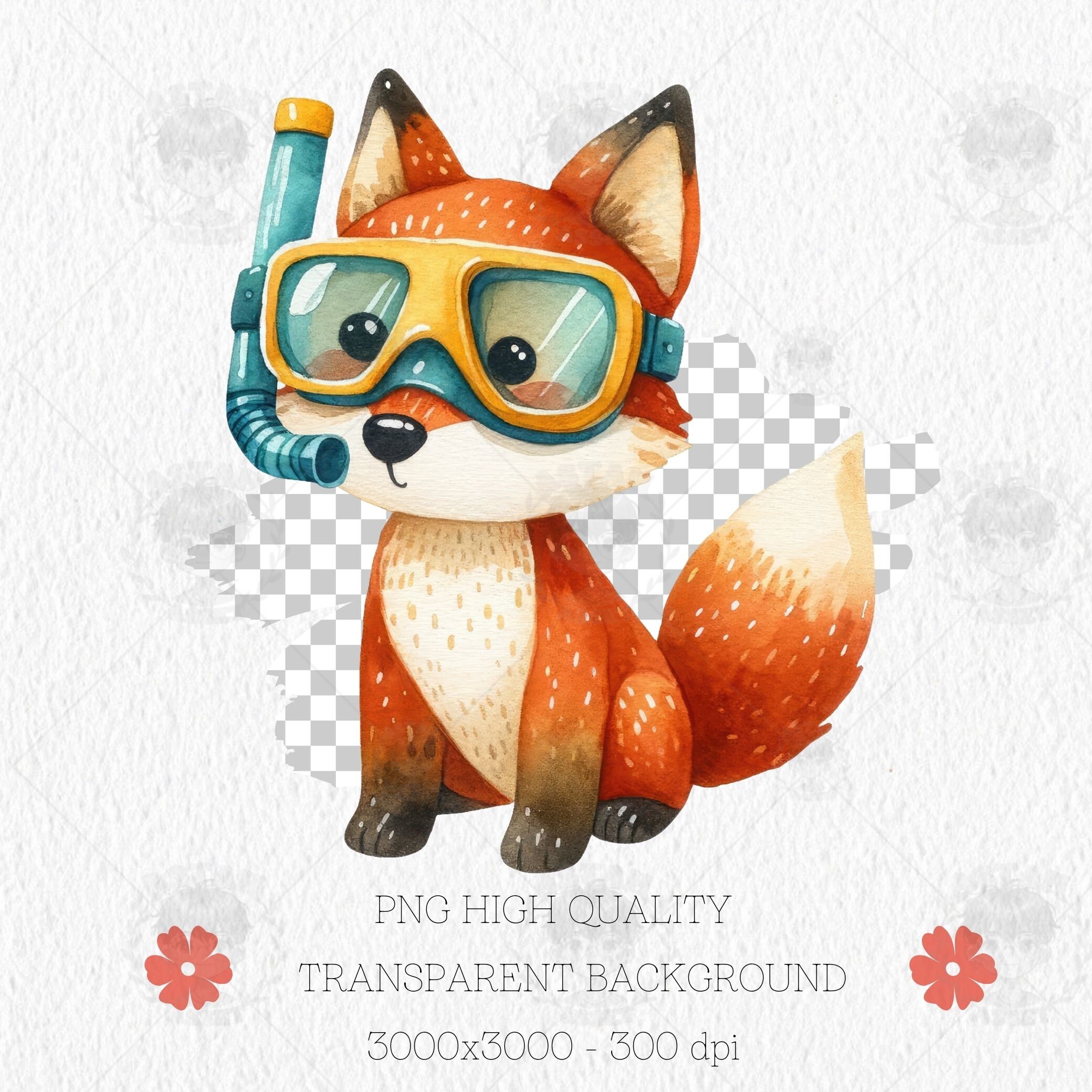 Summer Animals Clipart, Summer Watercolor Clipart, Hello Summer PNG ...