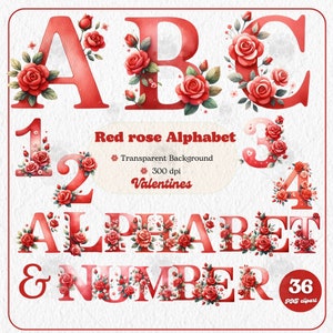 Watercolor Red Rose Alphabet ,valentines Alphabet Letter, Alphabet PNG ...