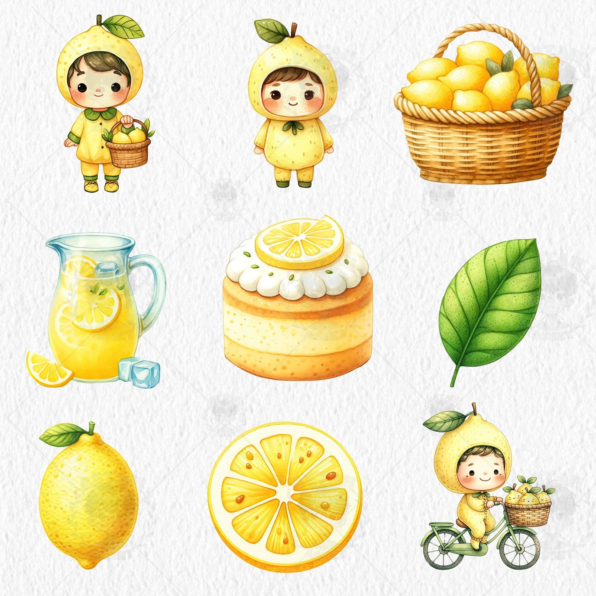 Lemon Kid Water Color Clipart, Lemon Clipart, Summer Kids Clipart ...