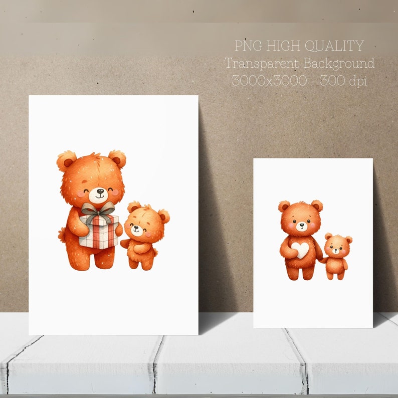 Mama Bear Watercolor Clipart, Mother Day, Baby Bear, Cute Bear Clipart ...