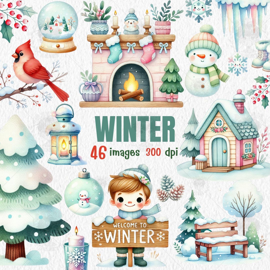 Winter Aquarell Clipart kommerzielle Nutzung, süßes Winter Shirt ...