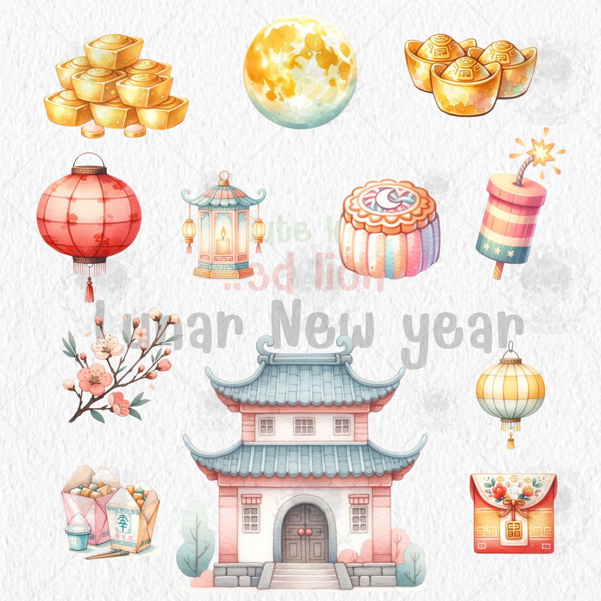 Cute Kid Lion Dance Water Color Chinese New Year Clipart ,2024 , Lion ...