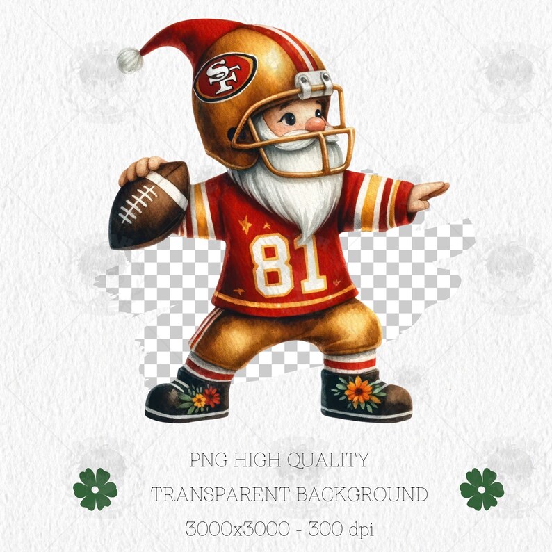 Cute Gnome American Football 2 Watercolor Clipart, Gnomes Png ...