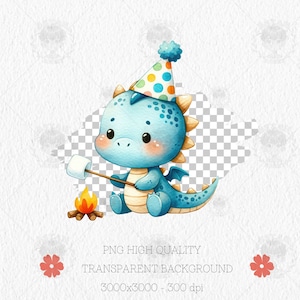 Blue Dragon Birthday Watercolor Clipart: Party Invitation (PDF) - Etsy