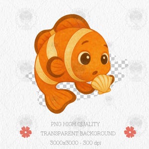 Clownfish Watercolor Clipart, Cute Fish, Ocean Clipart, Sea Life,fish ...