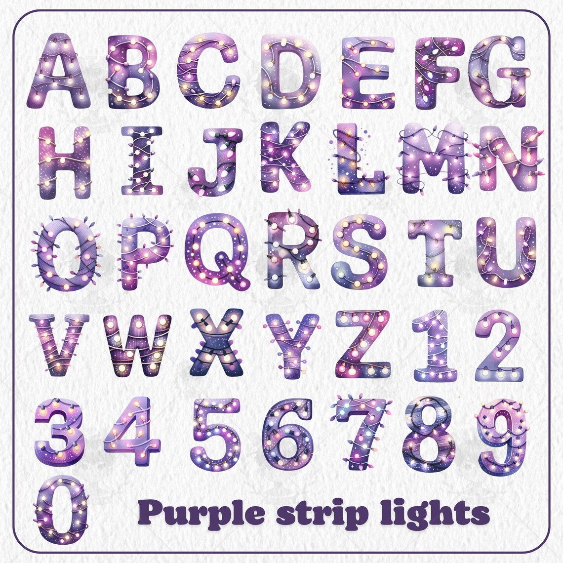 Watercolor Purple Strip Lights Alphabet ,party Alphabet Letter ...