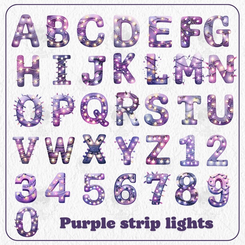 Watercolor Purple Strip Lights Alphabet ,party Alphabet Letter ...