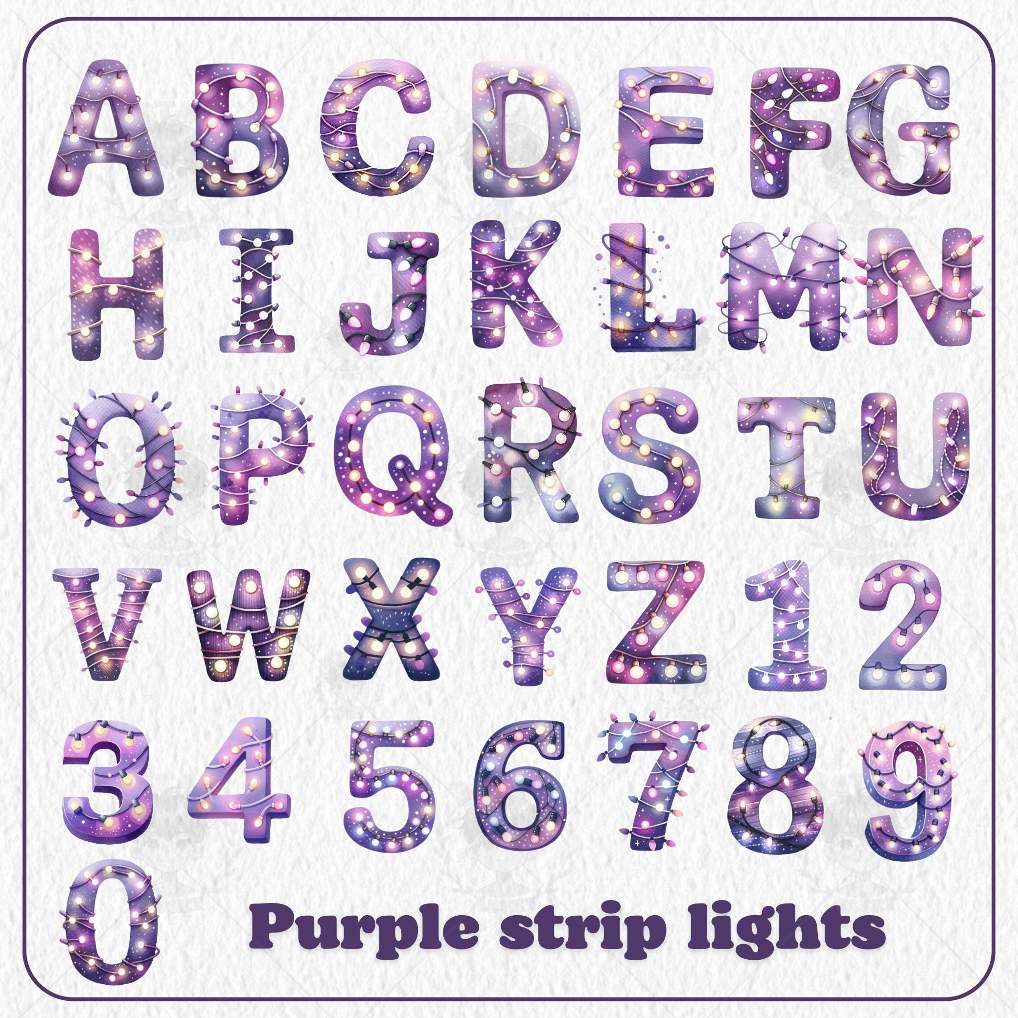Watercolor Purple Strip Lights Alphabet ,party Alphabet Letter ...
