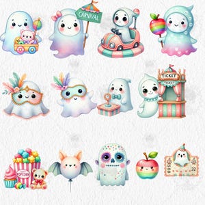 Ghost Carnival Clipart, Halloween Clipart, Ghost Watercolor, Spooky ...