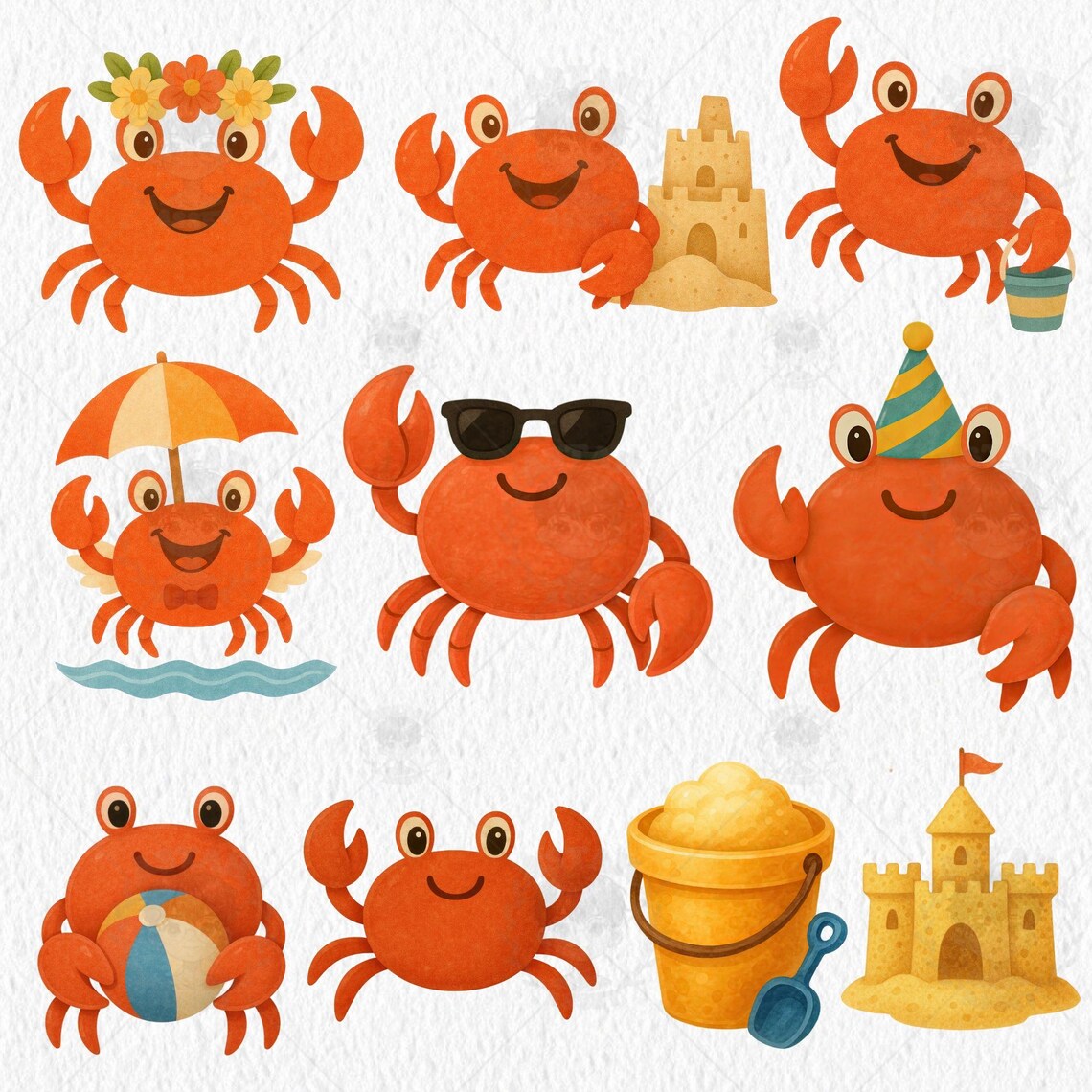 Crab Clipart, Cute Crab, Beach Crab, Sea Animals, Summer Crab, Ocean ...