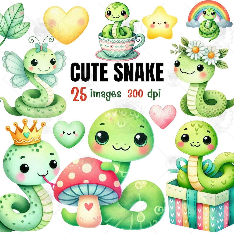 Cute Baby Snake Clipart - Etsy UK