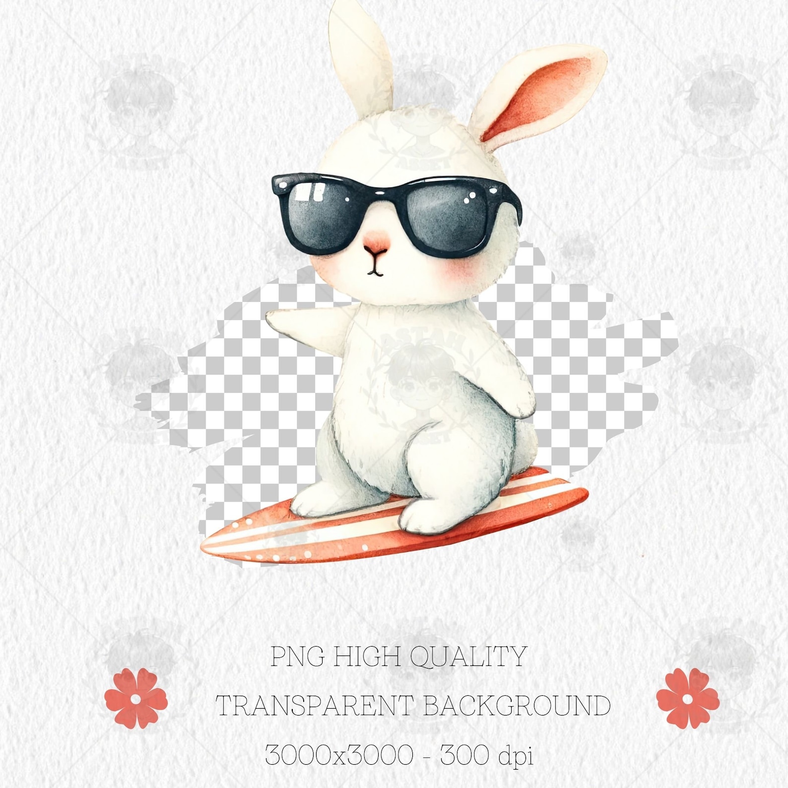 Summer Bunnies, Rabbit Summer, Watercolor Clipart, Animals Summer ...