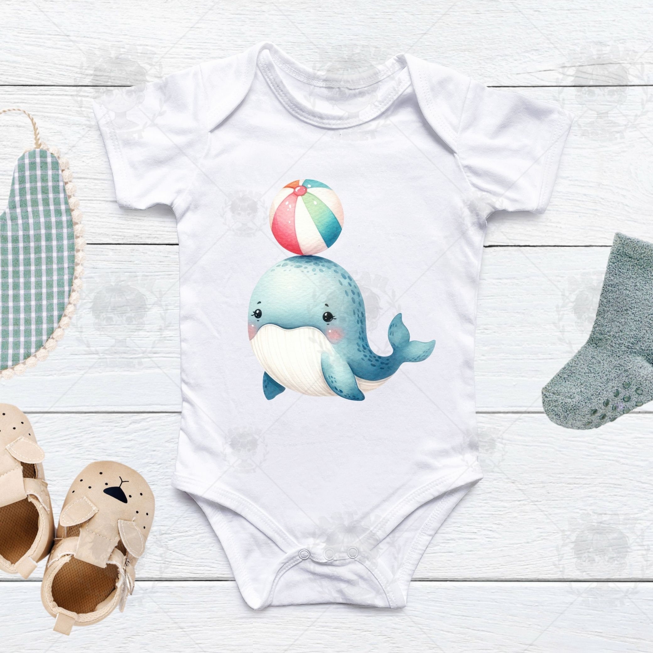 Cute Whale Watercolor Clipart ,undersea ,baby Whale Png,nursery Decor ...