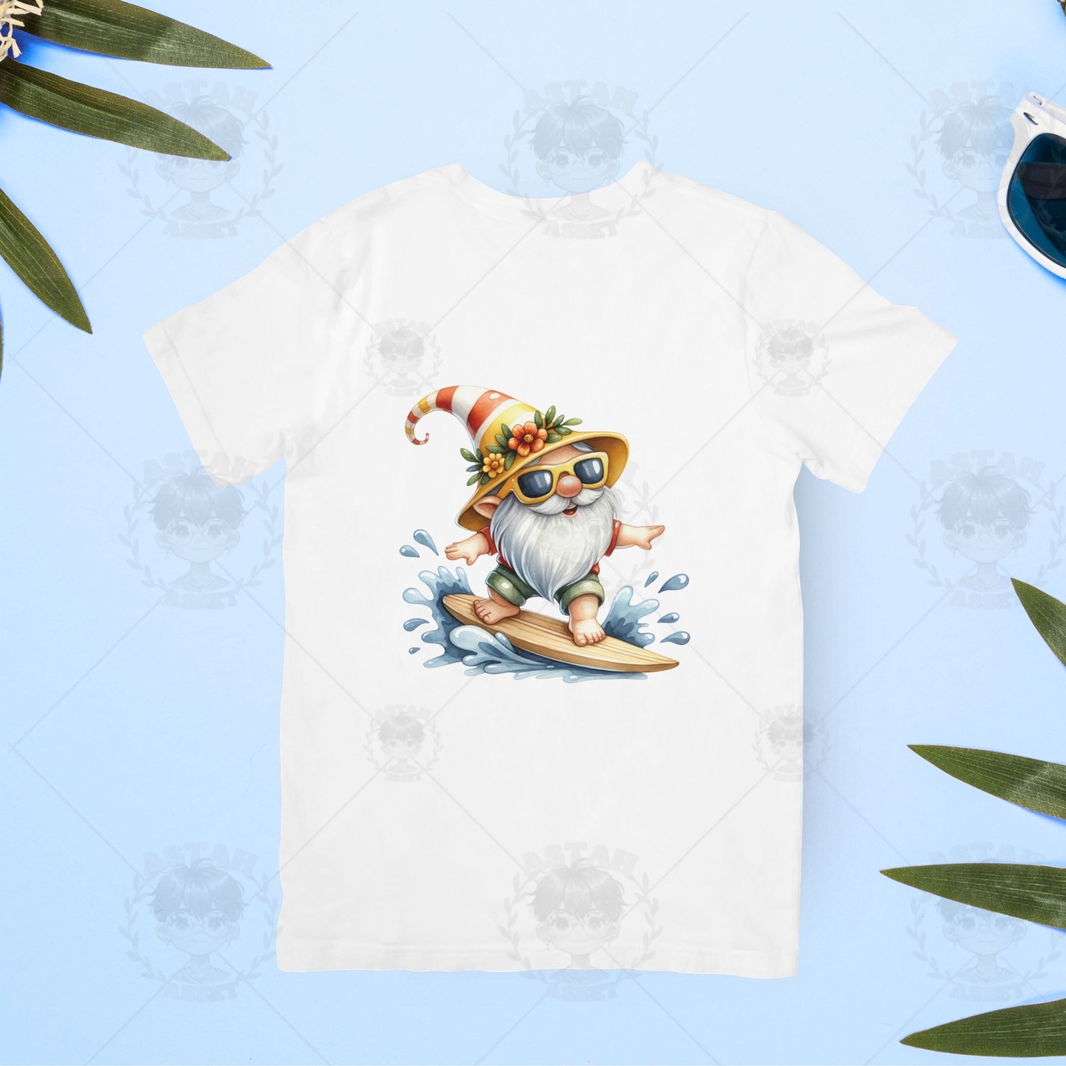 Cute Gnome Surfing ,watercolor Clipart ,sea , Gnomes Beach Sublimation ...
