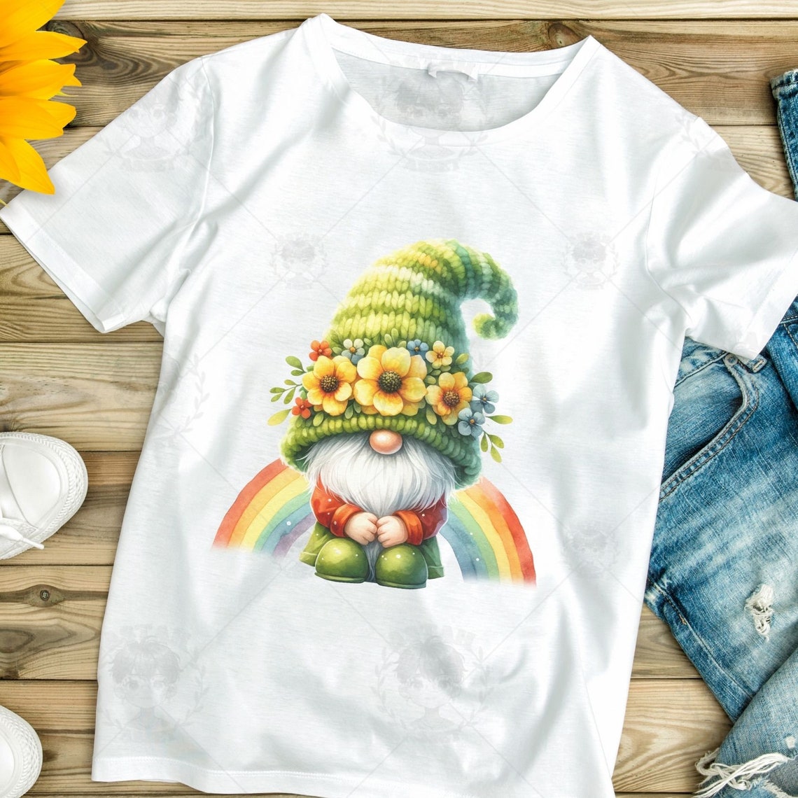 Cute Spring Gnome ,watercolor Clipart ,spring Activities,flower ,bumble ...