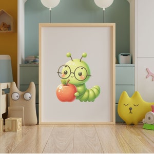 Bookworm Watercolor Clipart, Wormy Png, Cute Caterpillar Clipart ...