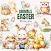 Cute Animals Easter Watercolor Clipart , Easter Eggs, Cute Rabbit ...