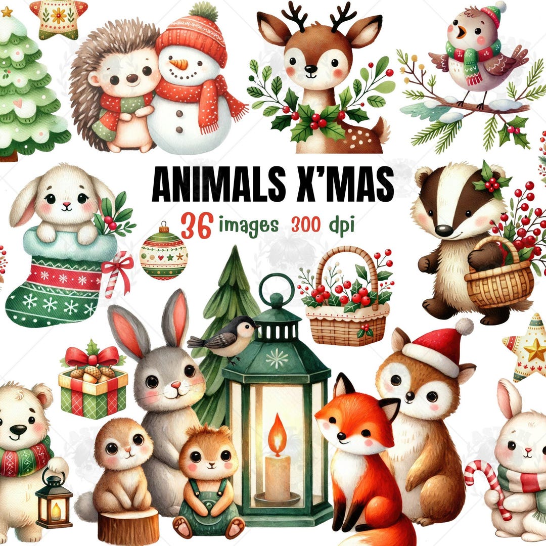 Christmas Animal Png,baby Animal Clipart,christmas Animal,woodland ...