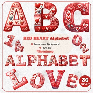 Watercolor Red Heart Alphabet ,valentines Alphabet Letter, Alphabet PNG ...
