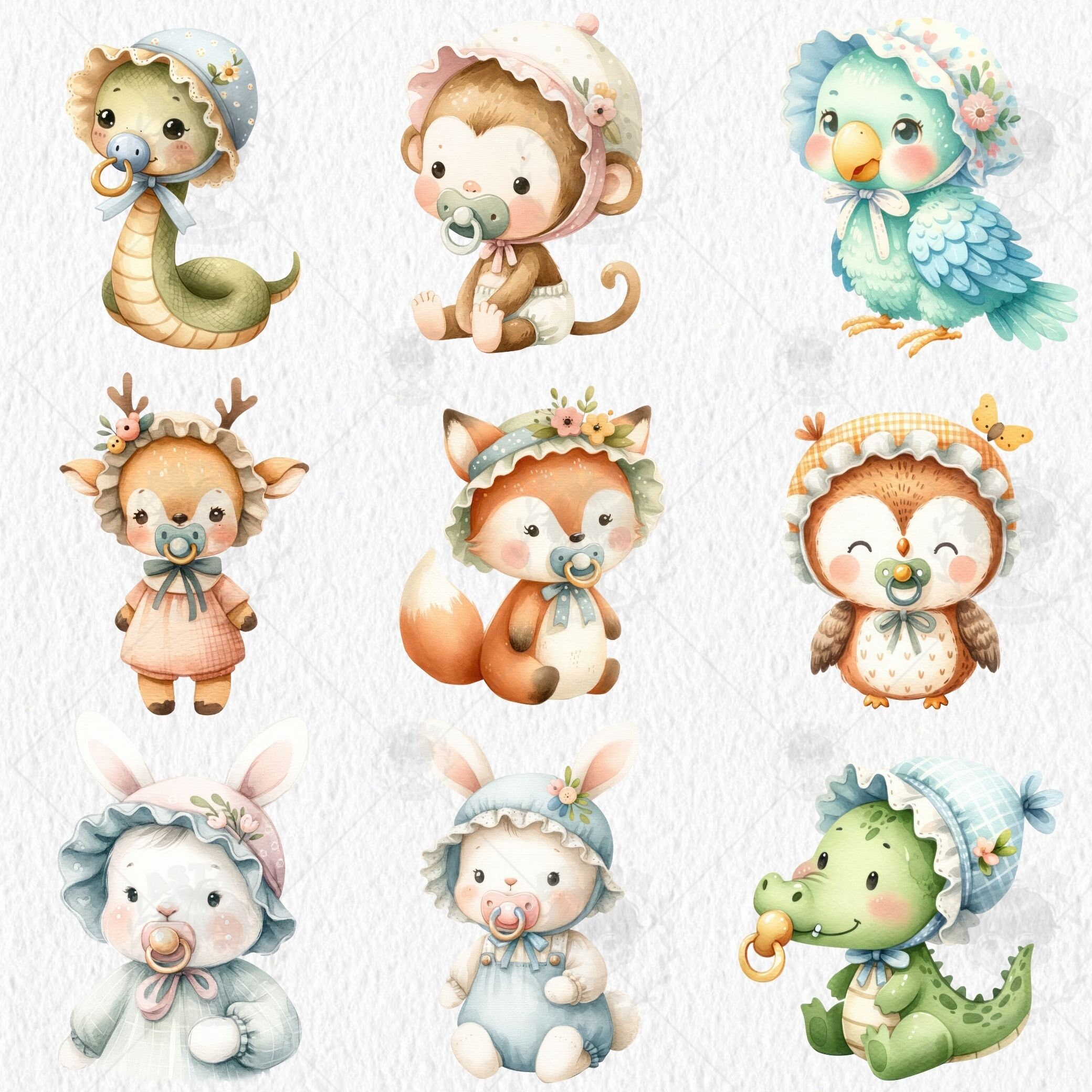 Baby Animals, Cute Animals Watercolor Clipart ,baby Shower Clipart ...