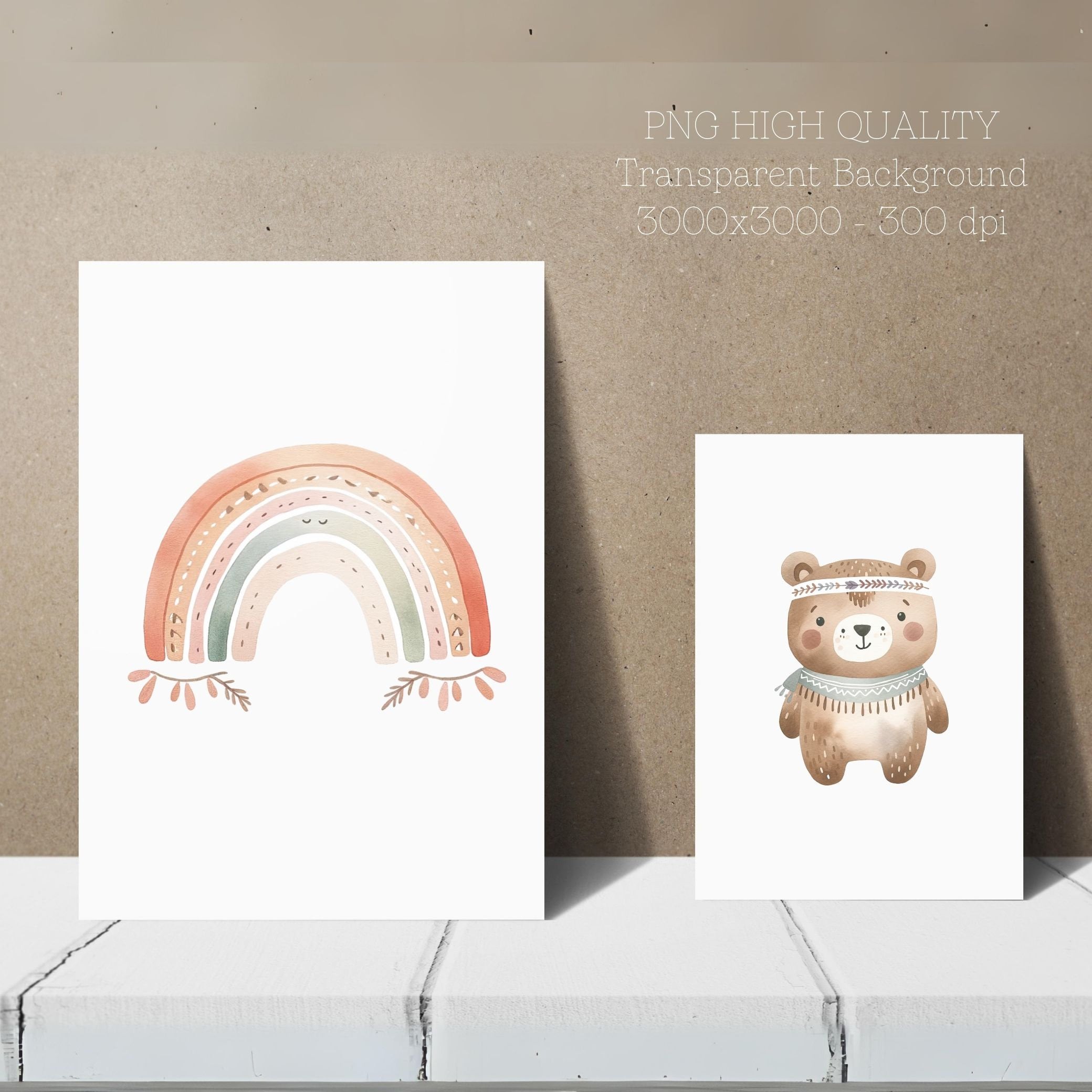 Boho Animal Clipart, Watercolor Clipart, Woodland Animals, Boho Baby ...