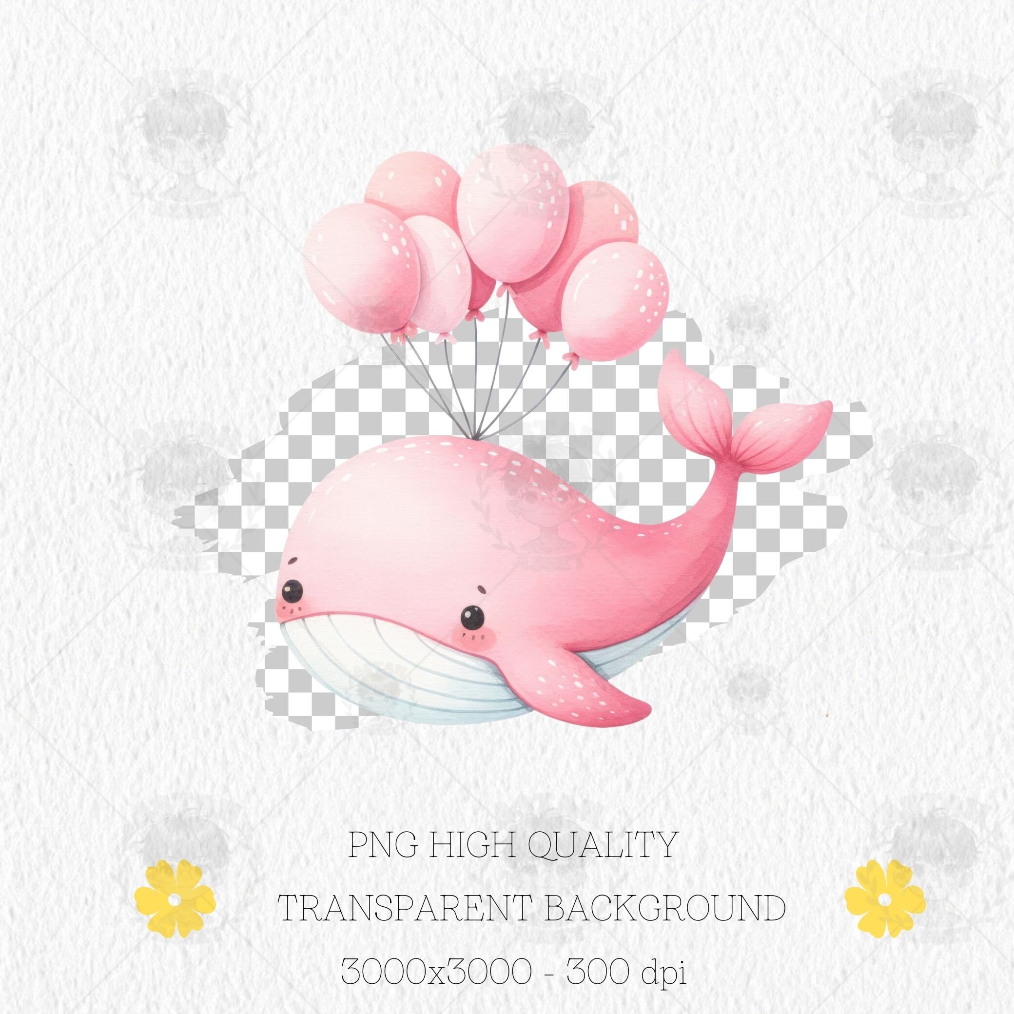 Pink Whale Baby Shower ,cute Whale ,watercolor Clipart ,undersea ...