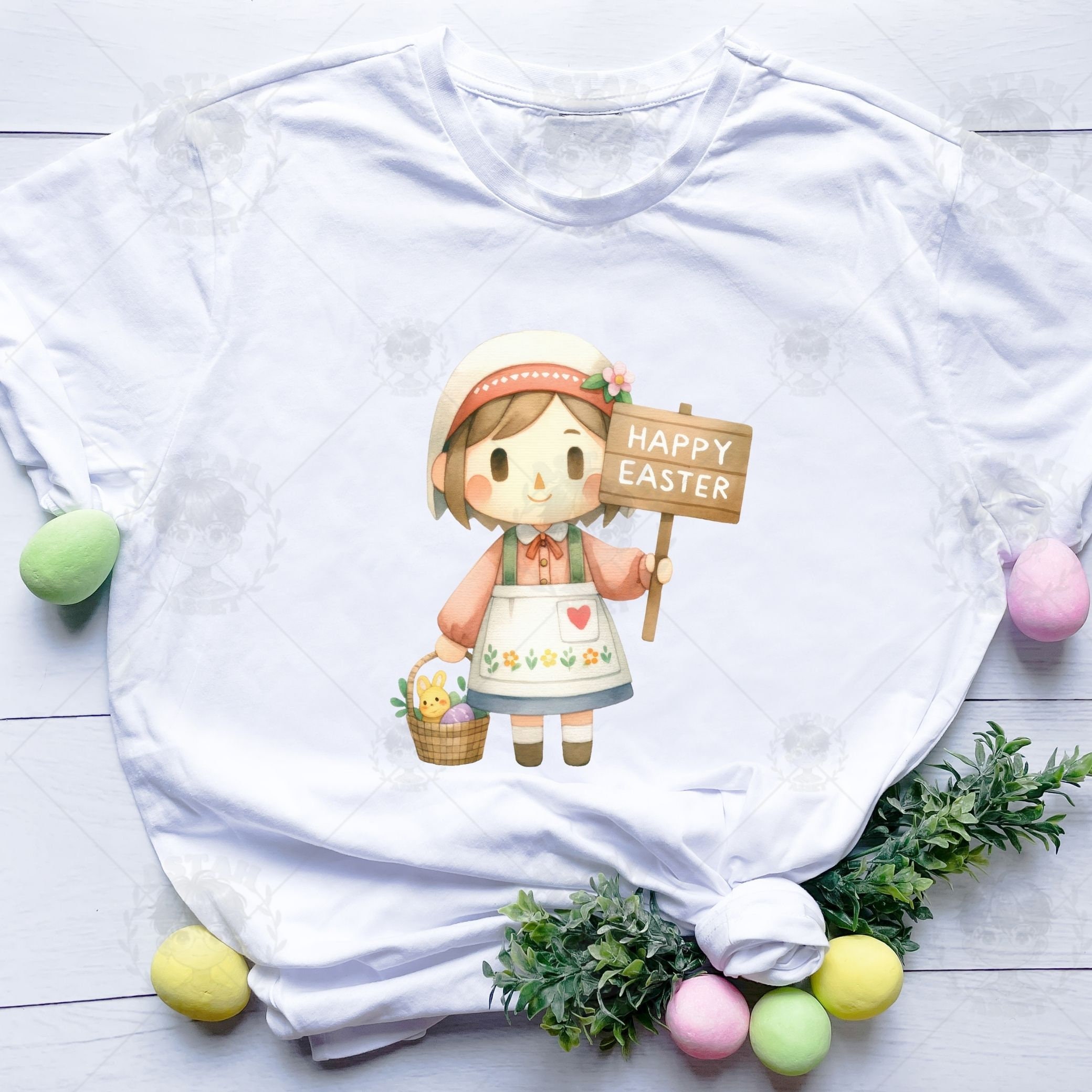 Cute Girl Easter, Watercolor Clipart ,child Easter Gift, Happy Easter ...