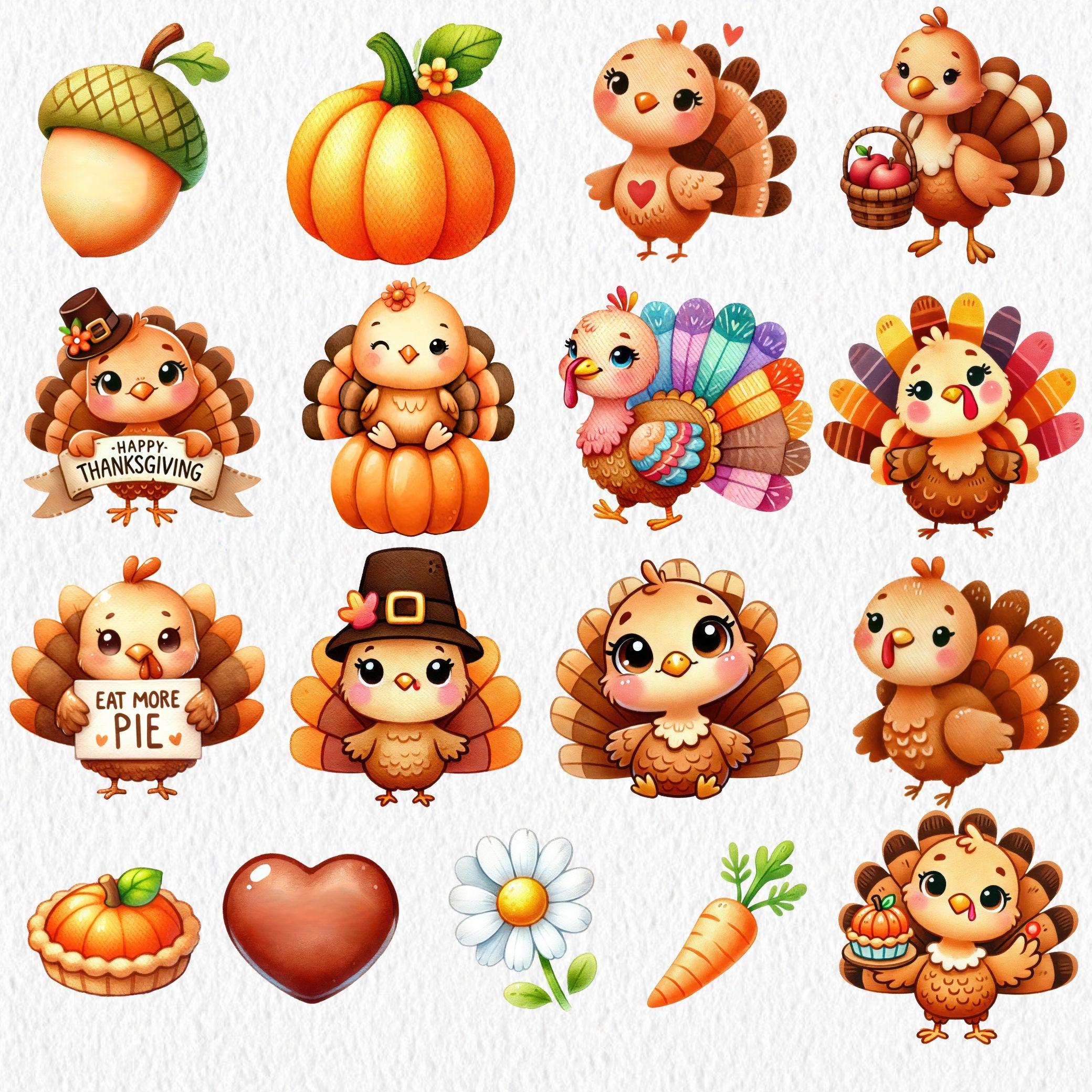 Cute Turkey Clipart,watercolor Turkey,thanksgiving Clipart,thanksgiving ...