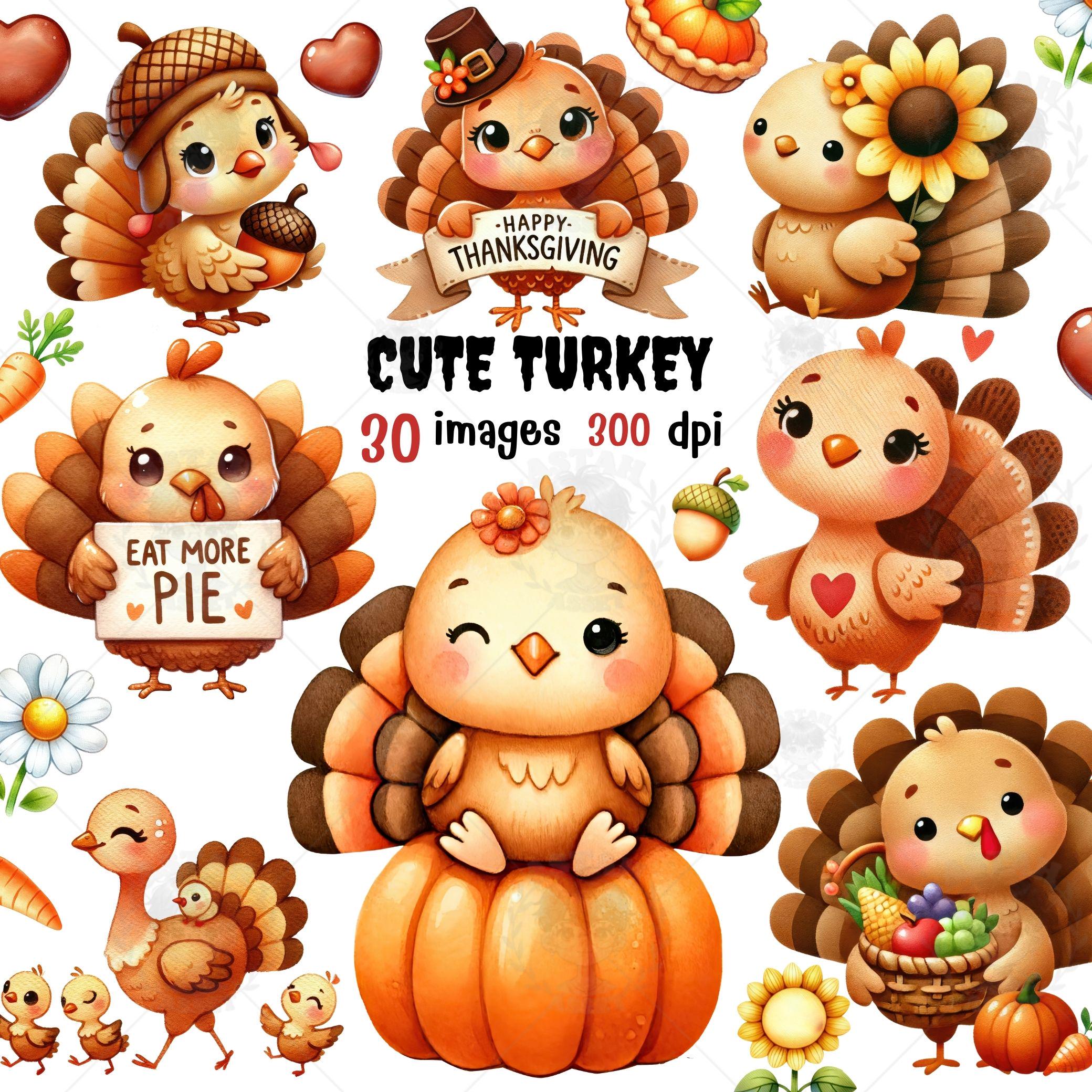 Cute Turkey Clipart,watercolor Turkey,thanksgiving Clipart,thanksgiving ...