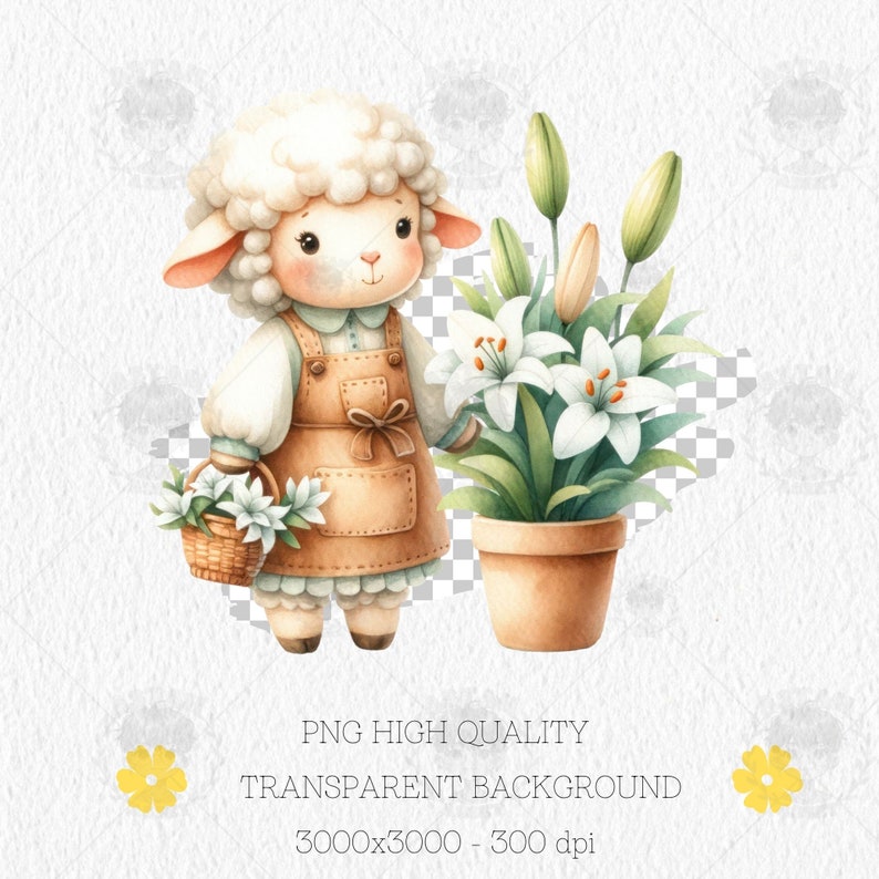 Easter Sheep Clipart, Water Color Clipart ,cute Sheep Clipart, Happy ...
