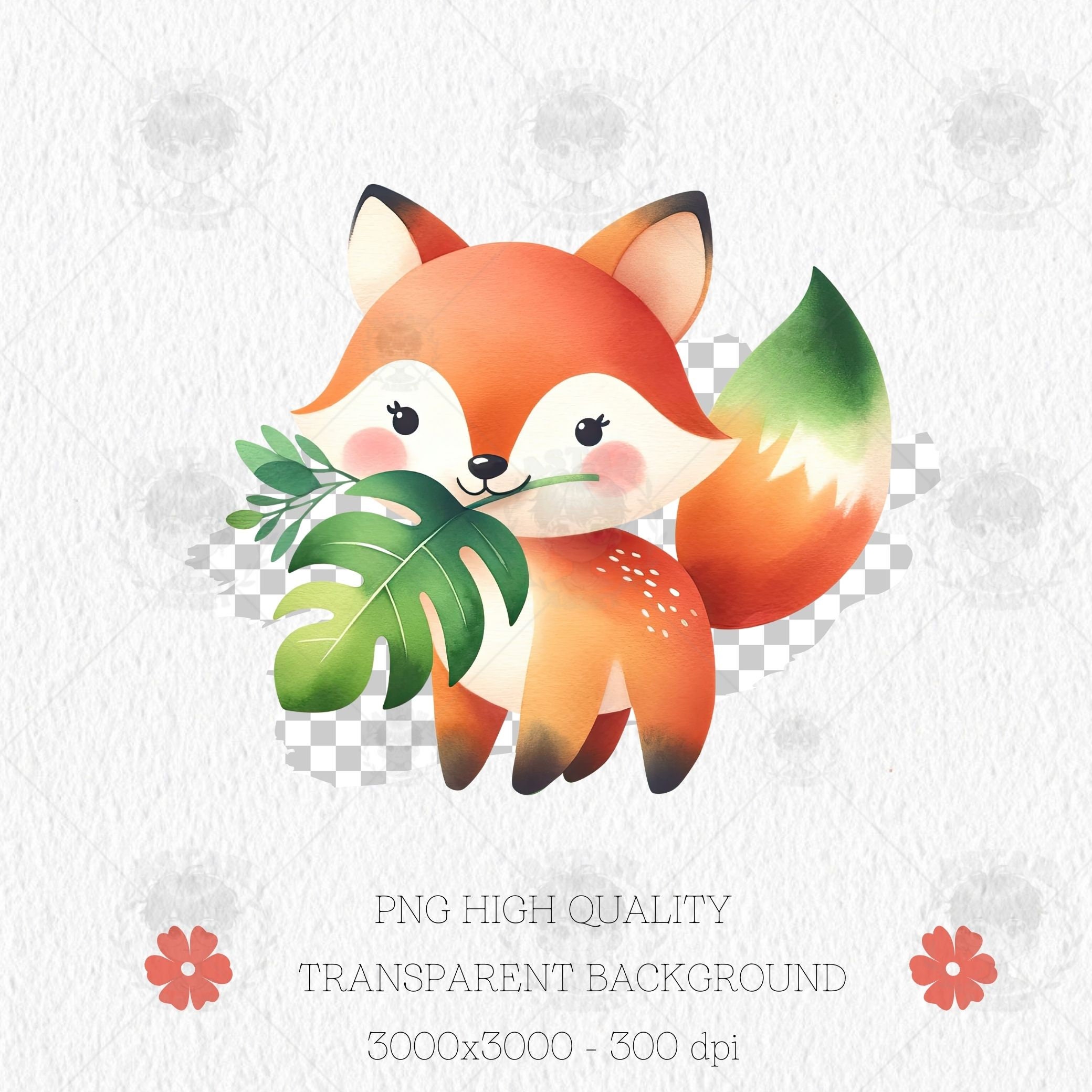 Cute Fox Watercolor Clipart, Fox PNG, Animals Baby Shower, Fox Nursery ...