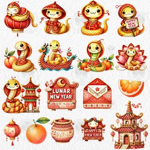 Snake Lunar New Year Clipart, Chinese New Year Clipart, Cute Snake ...