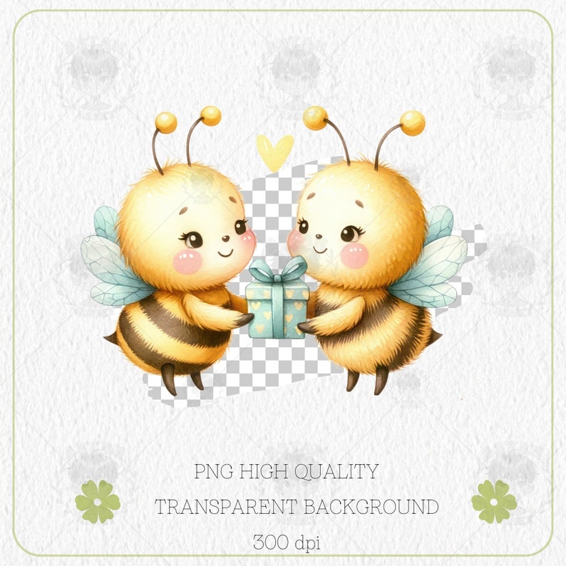 Cute Bee in Love Water Color Clipart ,valentine Animals Decor,png Set ...