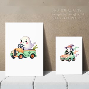Halloween Car Decor Watercolor Clipart, Halloween PNG, Spooky Clipart ...