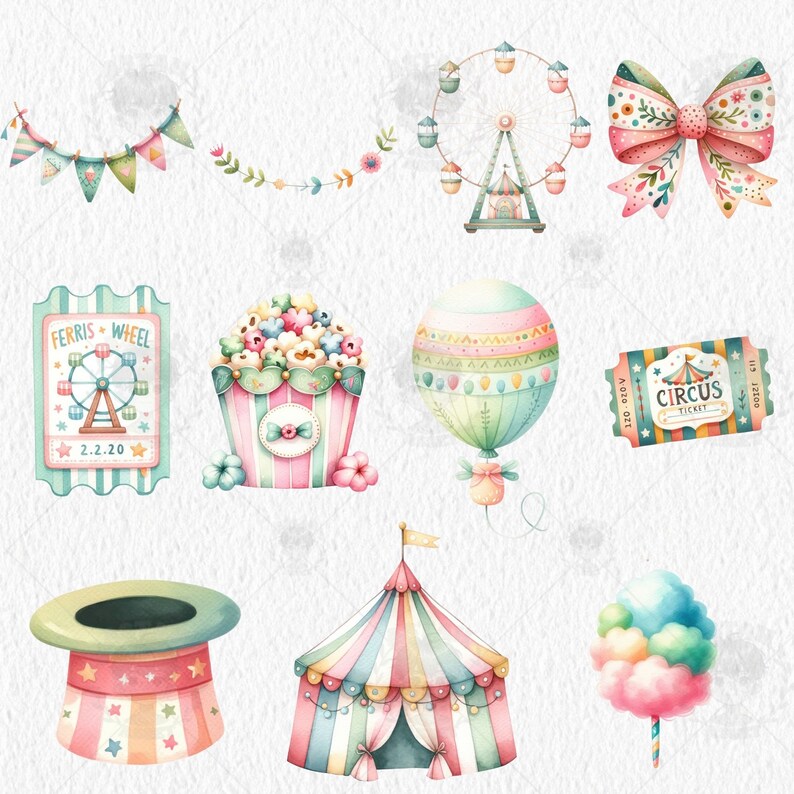 Watercolor Circus Elephant Clipart Set: Playful Carnival Performers ...