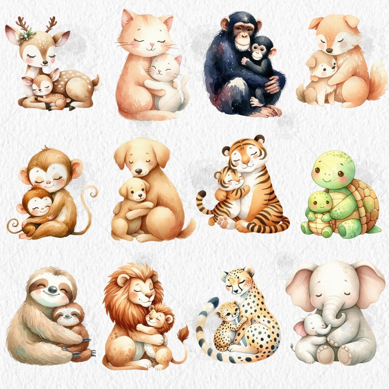 Animal Mom PNG, Animals Watercolor Clipart, Animal Mom Gifts, Mother's ...