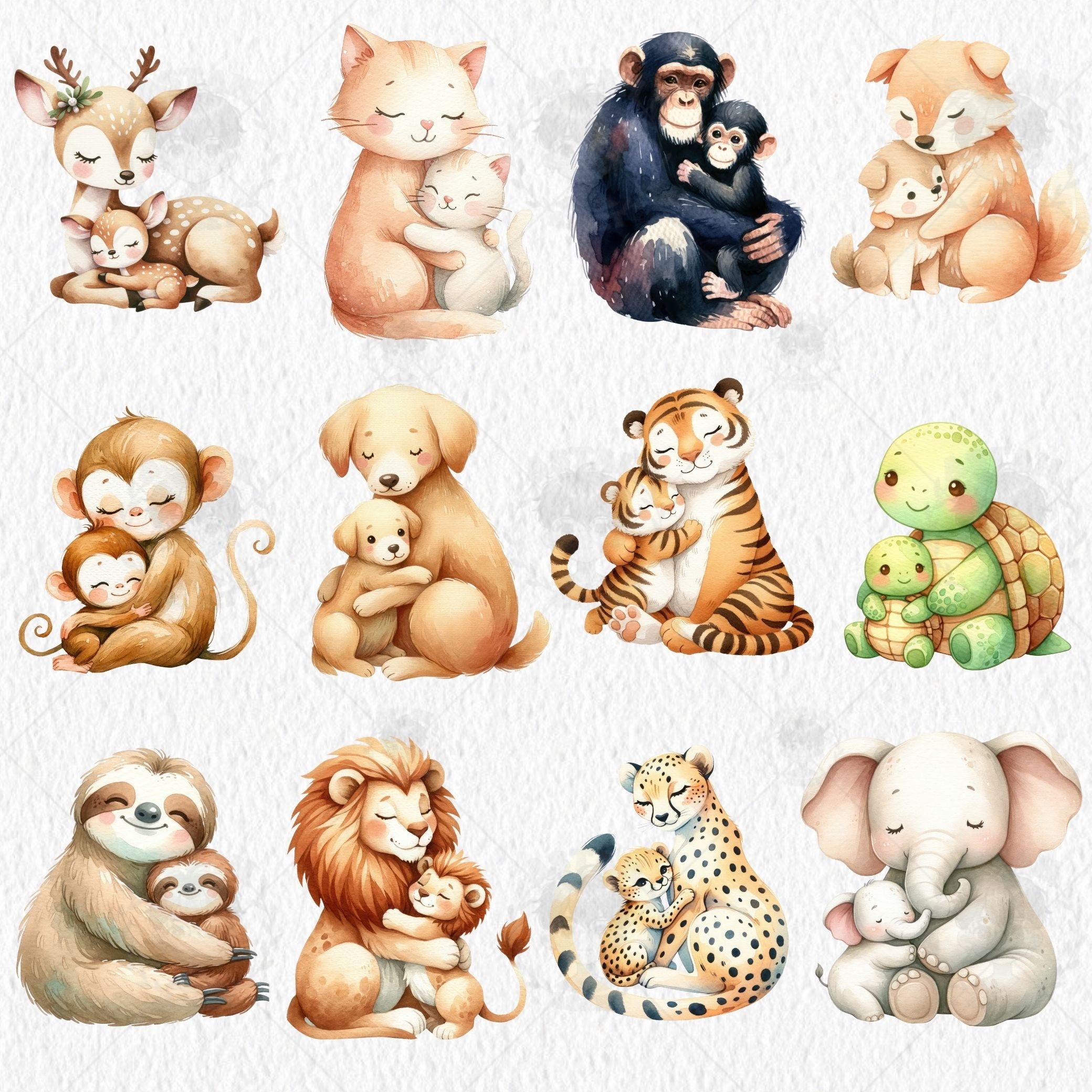 Animal Mom PNG, Animals Watercolor Clipart, Animal Mom Gifts, Mother's ...