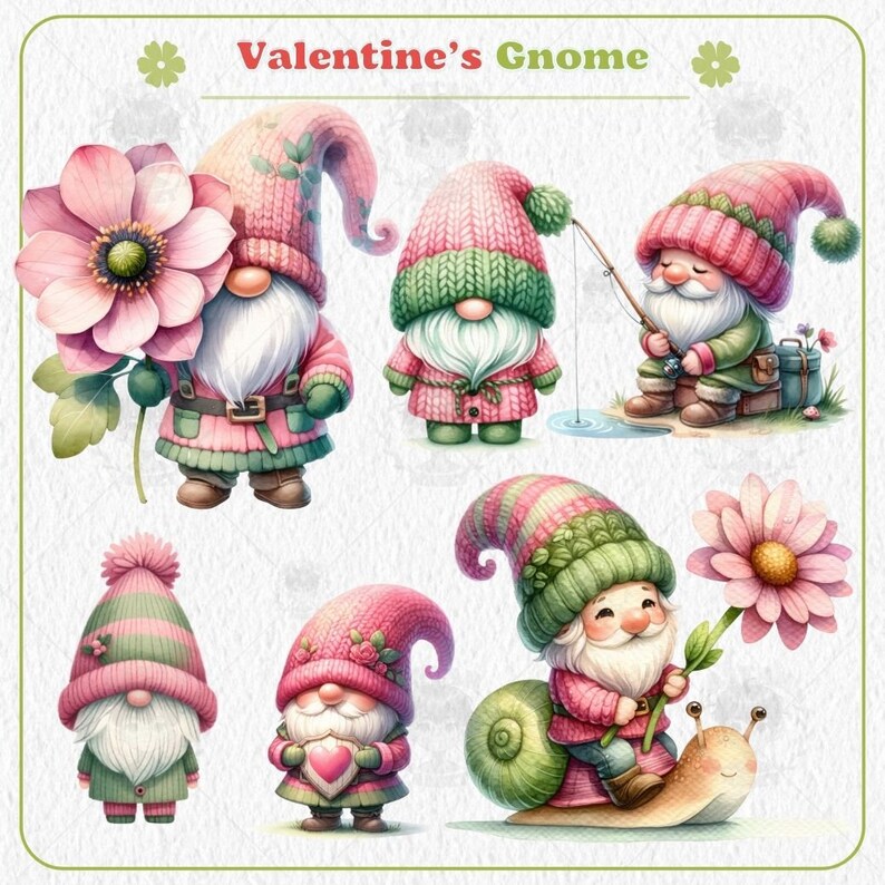 Valentines Gnomes Watercolor Clip Art, Couple Gnome in Love , Png ...