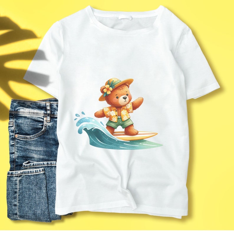 Summer Bear Clipart, Summer Watercolor Clipart, Hello Summer PNG, Cute ...