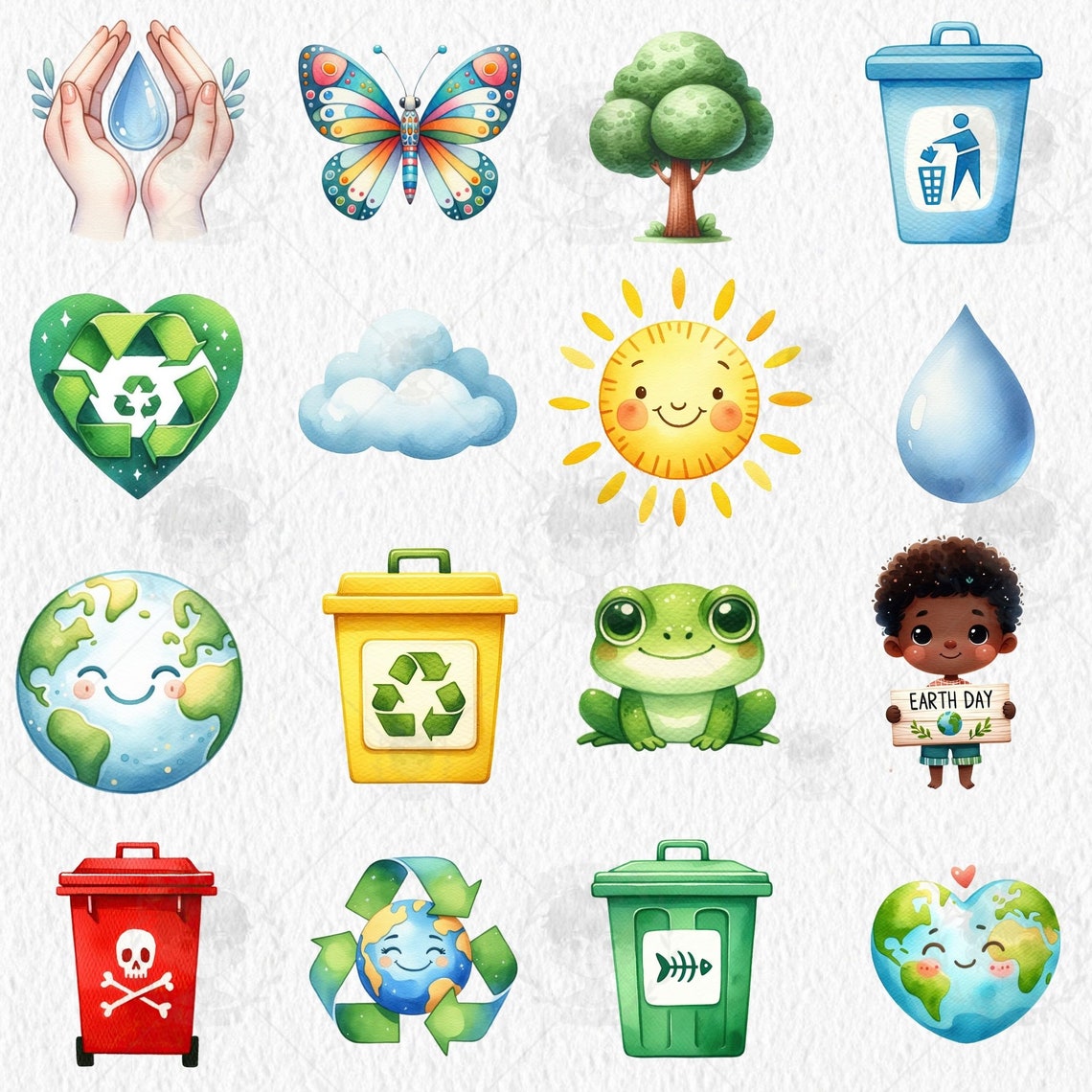 Earth Day Watercolor Clipart ,globe Clipart, Greenery PNG, Mother Day ...