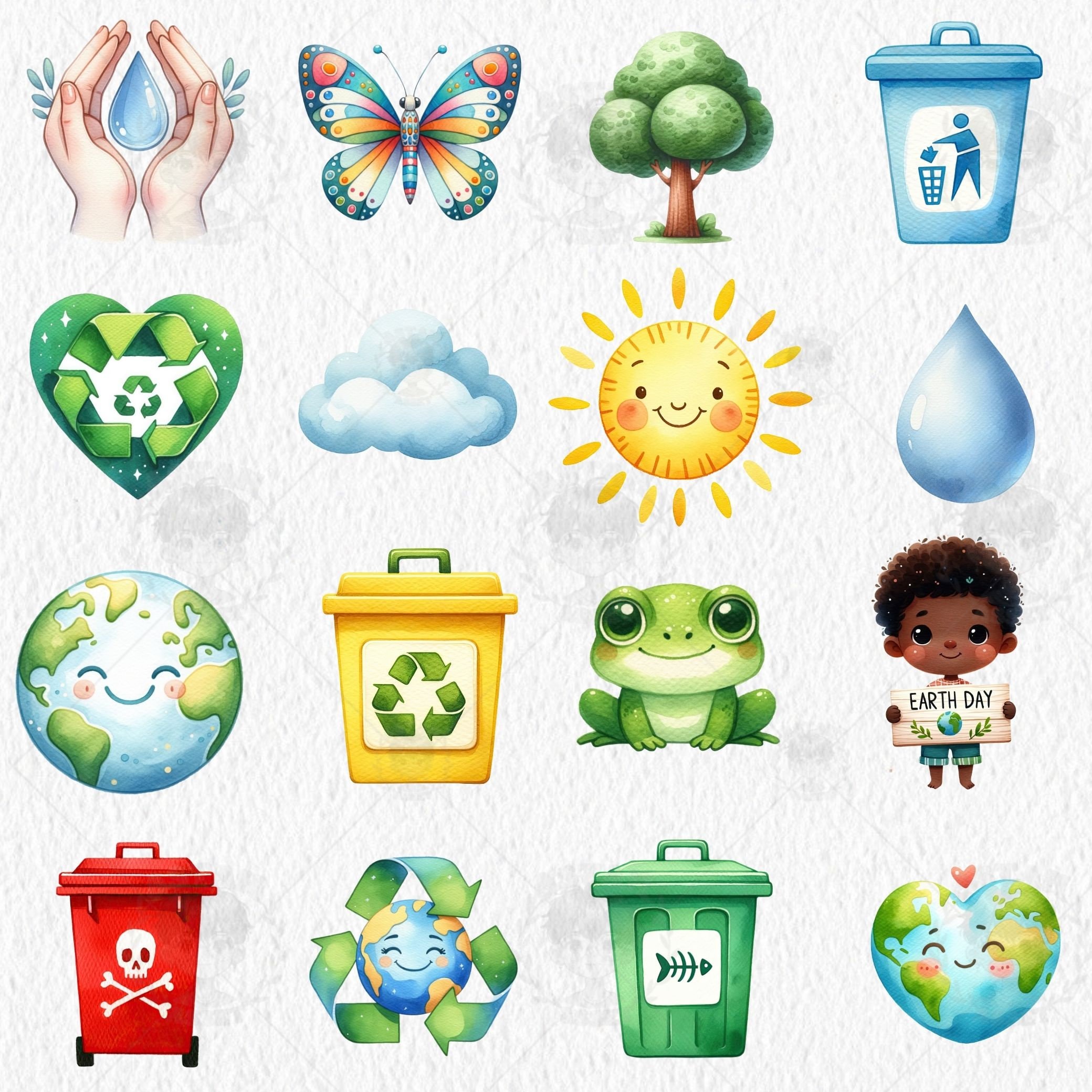 Earth Day Watercolor Clipart ,globe Clipart, Greenery PNG, Mother Day ...