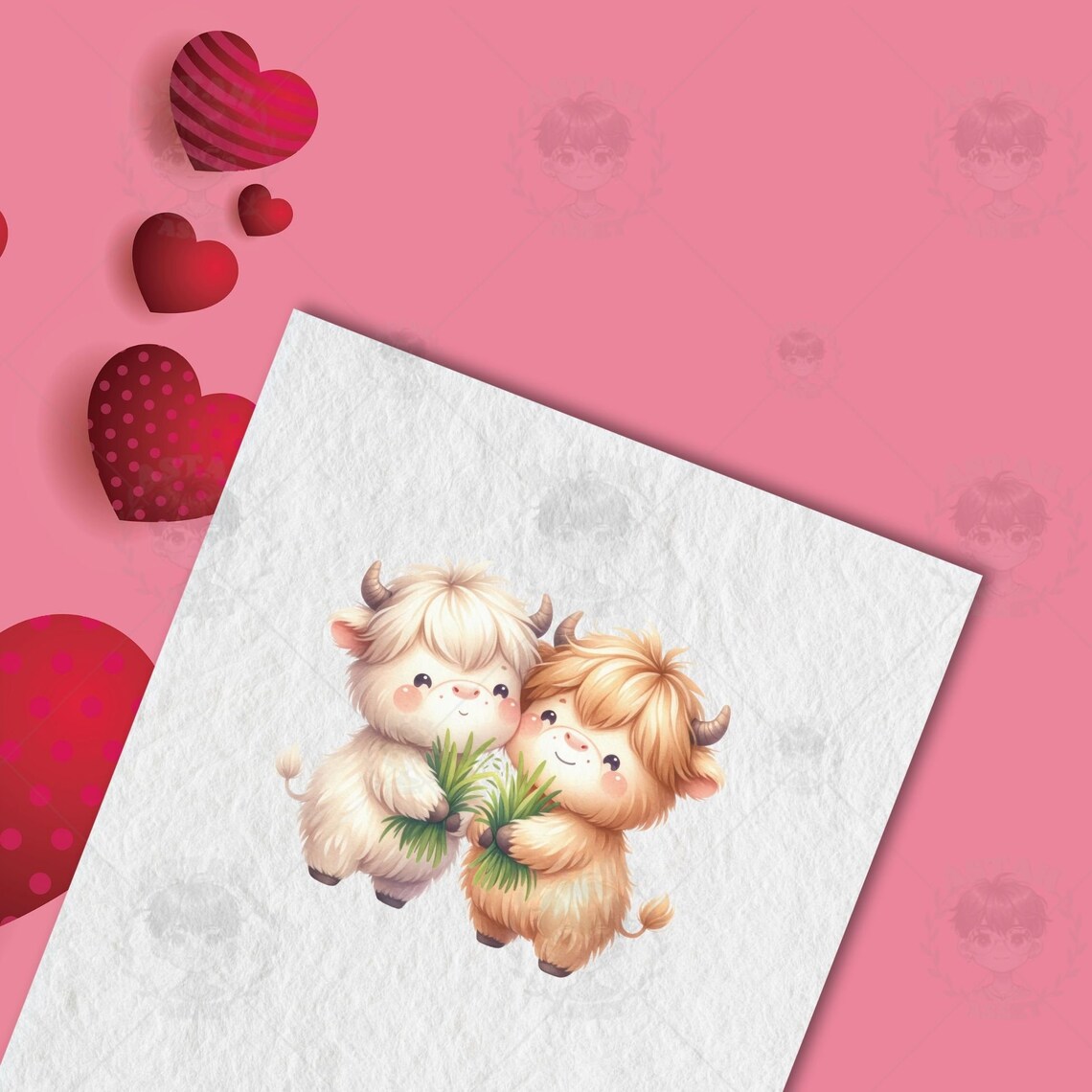 Cute Couple Highland Cows Water Color Clipart ,valentine Animals Decor ...