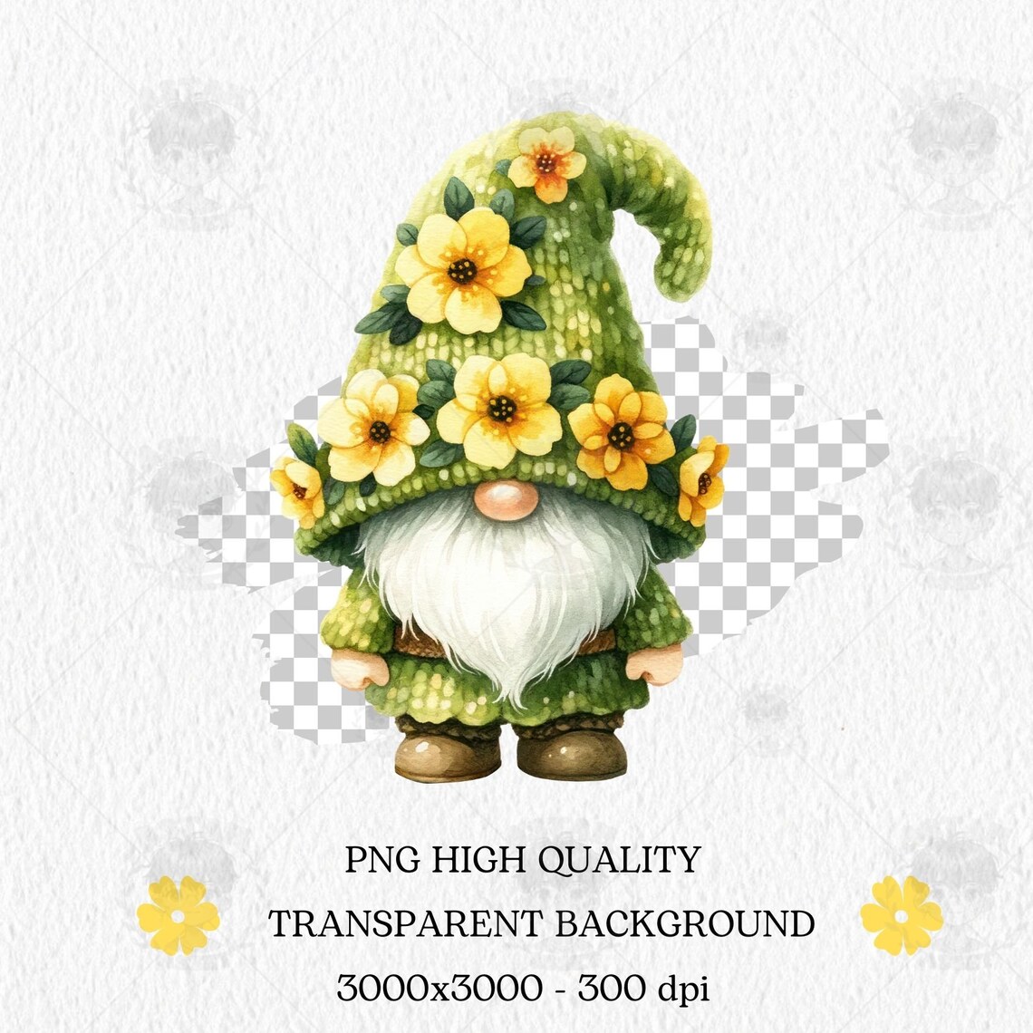 Cute Spring Gnome ,watercolor Clipart ,spring Activities,flower ,bumble ...