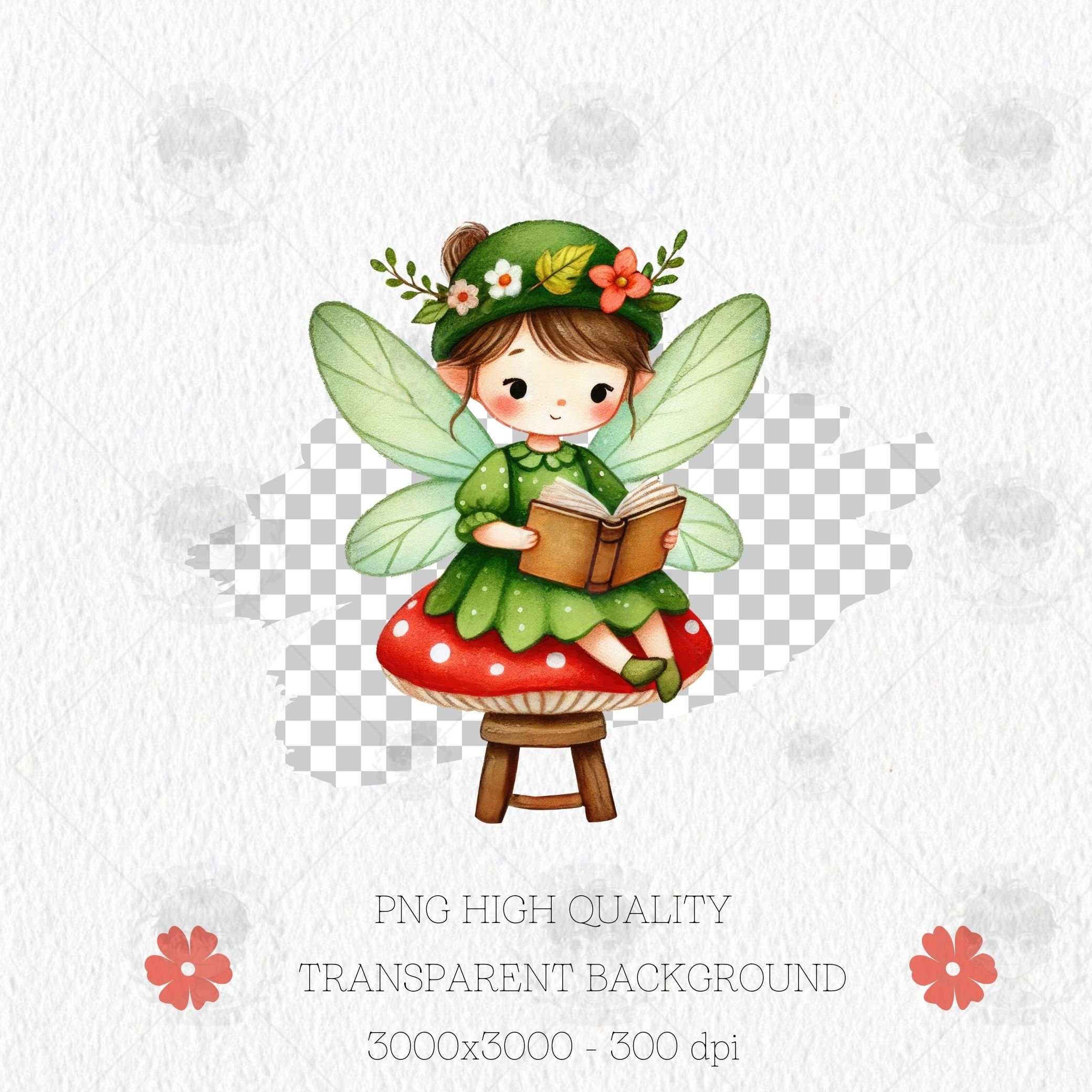 Fairy Mushroom Watercolor Clipart, Fairy Garden Clipart, Cute Fairy ...