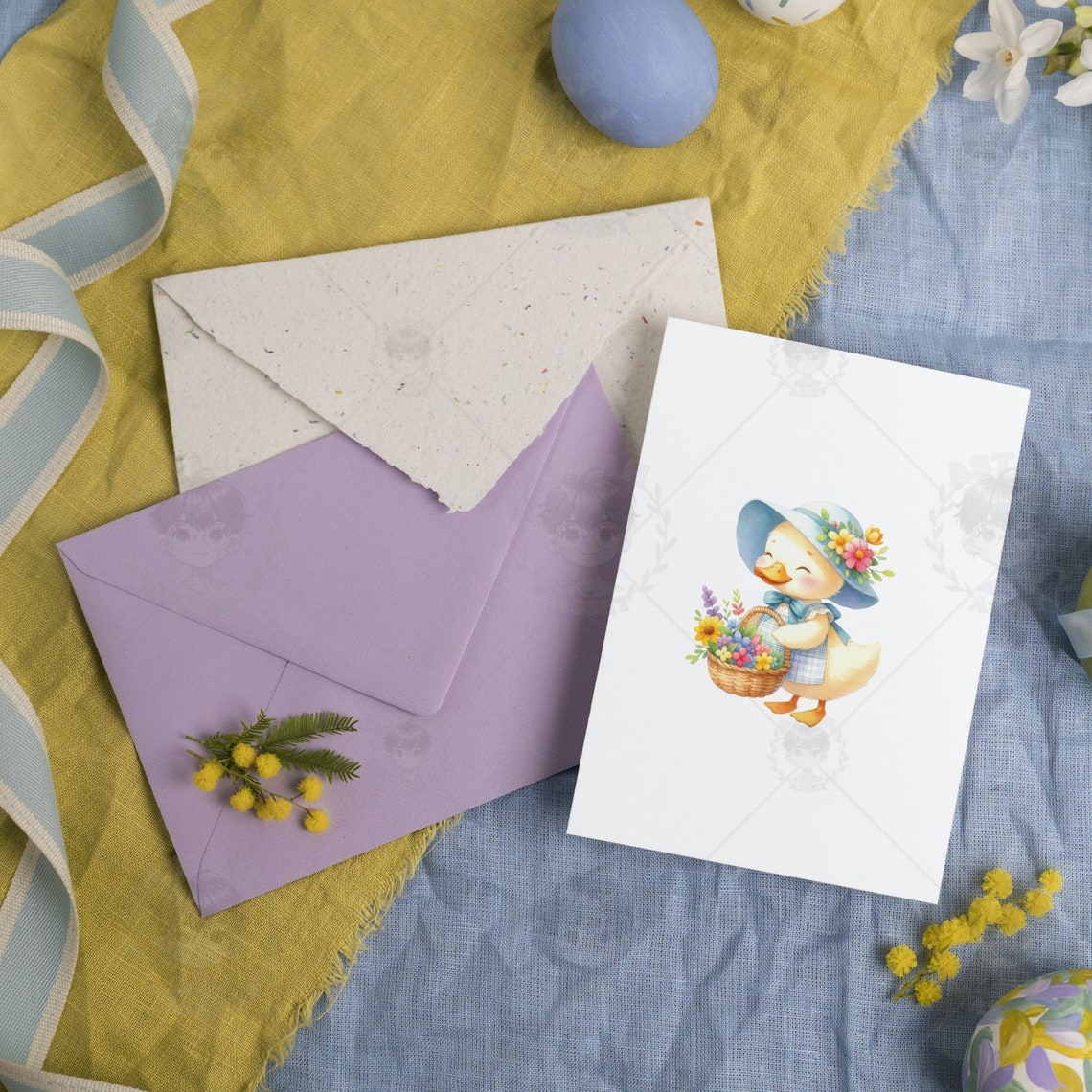 Easter Duck Watercolor Clipart , Easter Eggs, Cute Ducklings Clipart ...