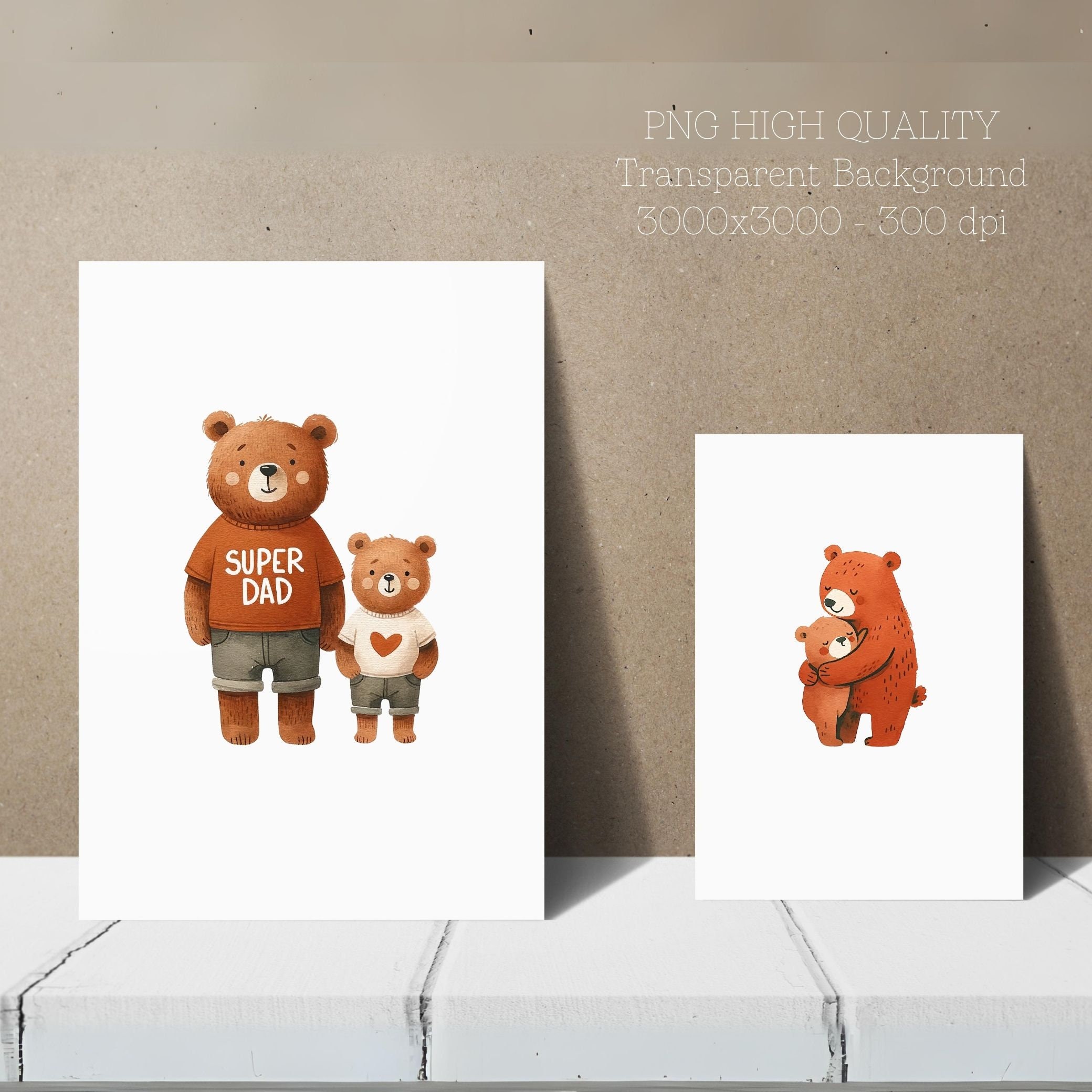 Papa Bear Watercolor Clipart ,dad Bear PNG, Father's Day Gifts, Gifts ...
