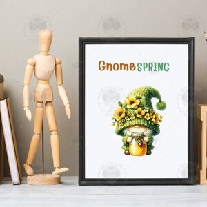 Cute Spring Gnome ,watercolor Clipart ,spring Activities,flower ,bumble ...
