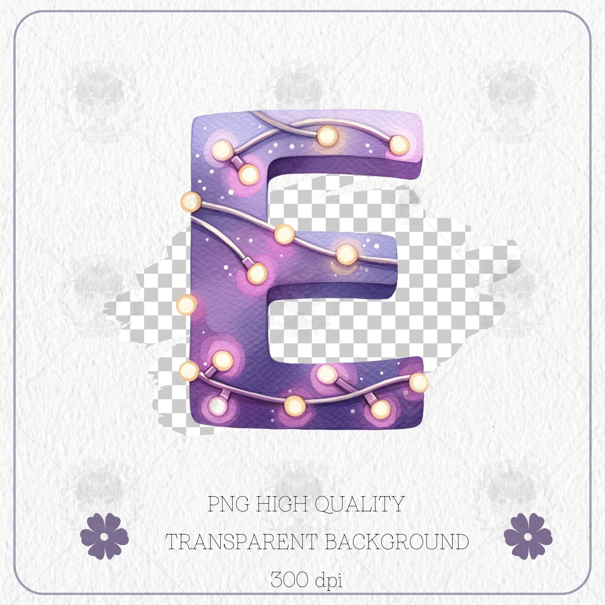 Watercolor Purple Strip Lights Alphabet ,party Alphabet Letter ...