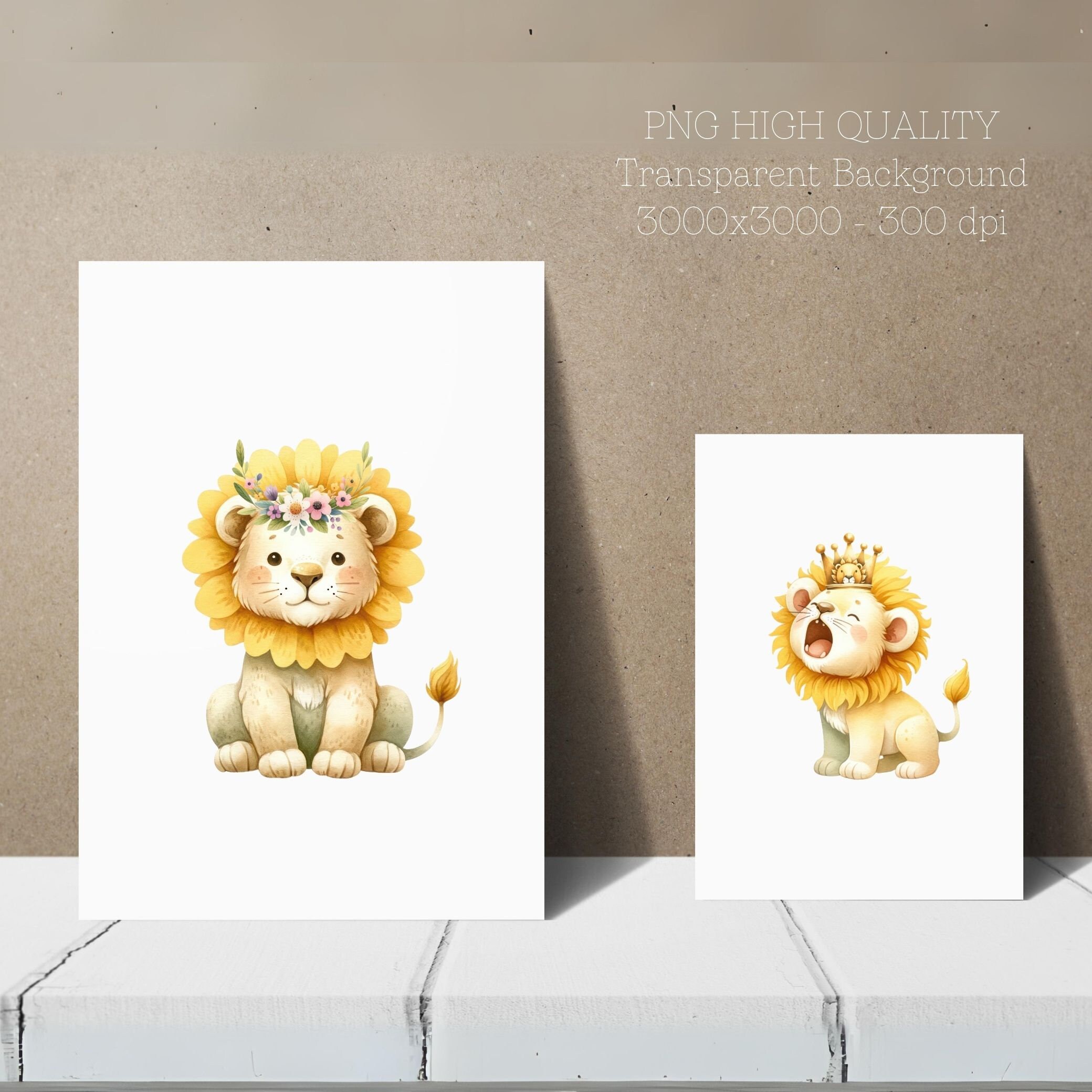 Baby Lion Watercolor Clipart ,cute Lion Baby Shower, Baby Animals PNG ...